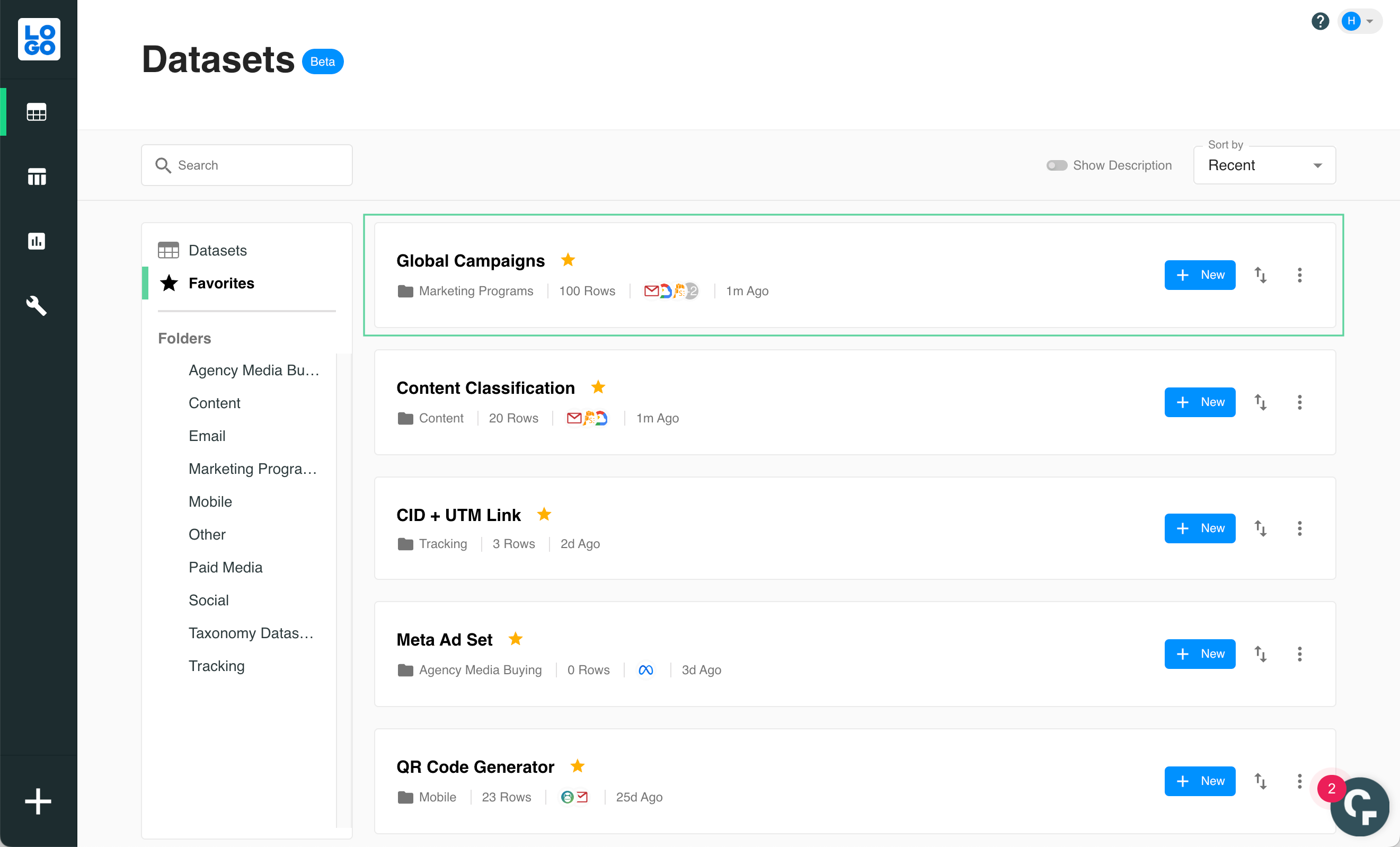 Datasets: View, Add, & Edit – Claravine Support
