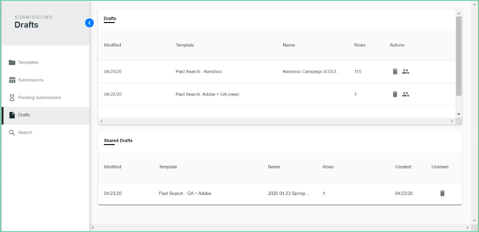 Submissions: Create, View, and Edit – Claravine Support