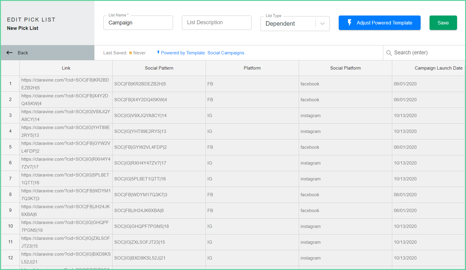 Powered Lists Data – Claravine Support
